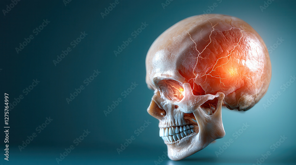 high resolution X ray image of skull fracture with detailed ...
