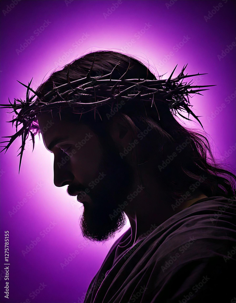 Silueta a contraluz de nuestro señor Jesucristo con la corona de ...