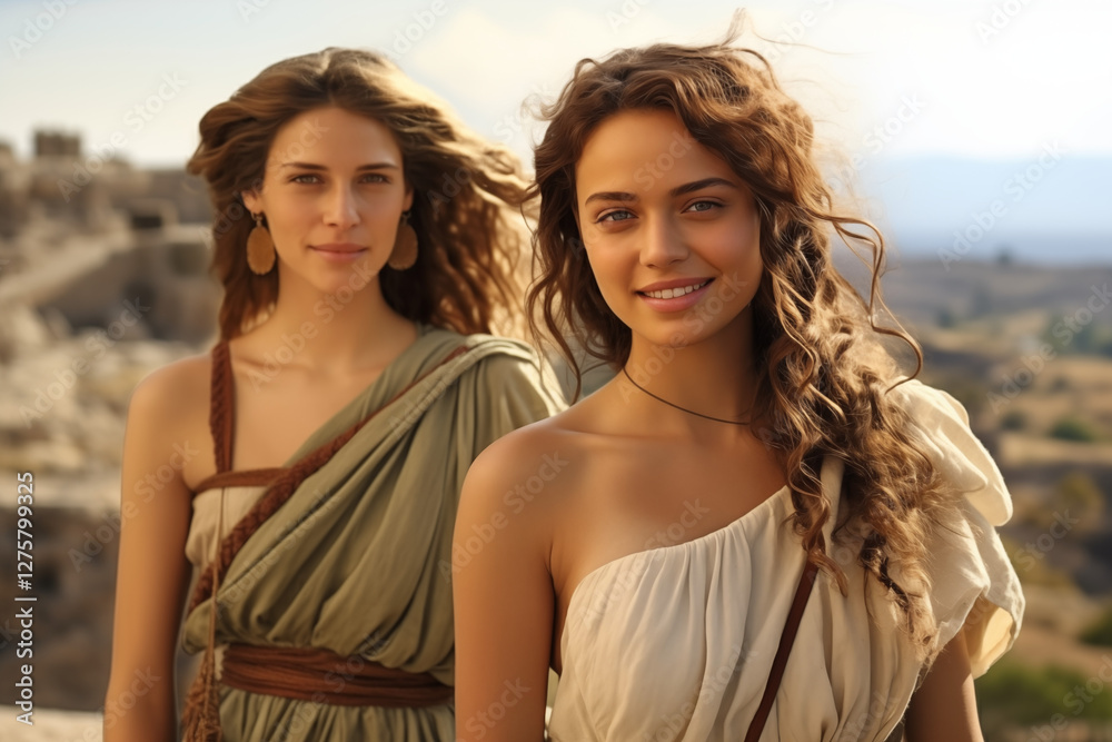 Women in Ancient Greece : Dressed in Traditional Toga, Representing ...