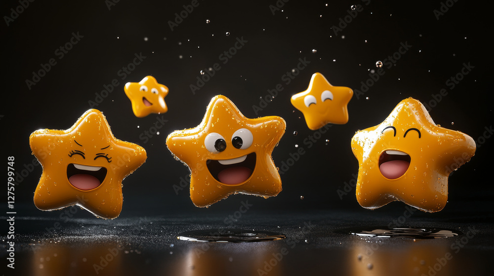 Blue supergiant star character with different facial expressions. Icons ...