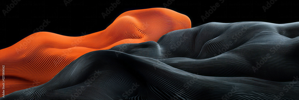 Smoky orange background with hand-drawn, curvy gridlines in bold black ...