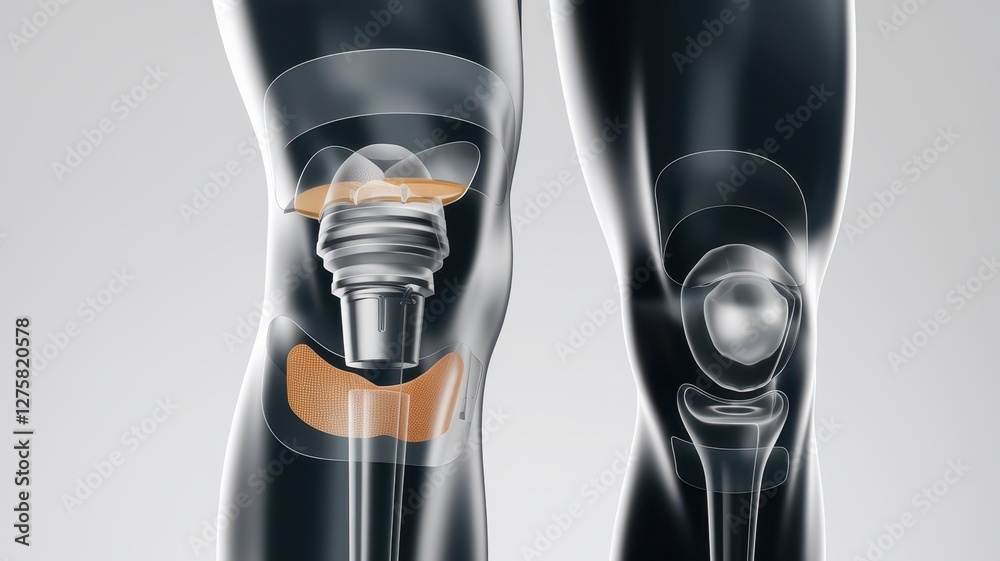 Knee pain surgery options concepts. Illustration of knee joint anatomy ...
