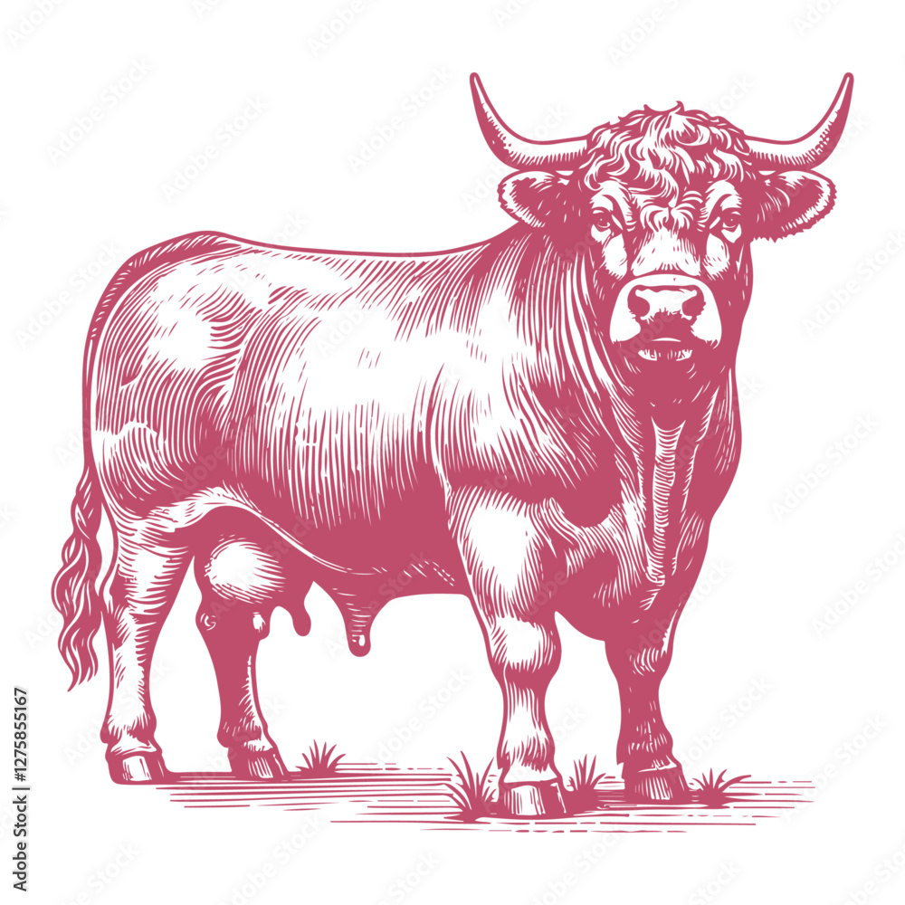 Hand-drawn vector illustration of Dexter cattle in a detailed ...