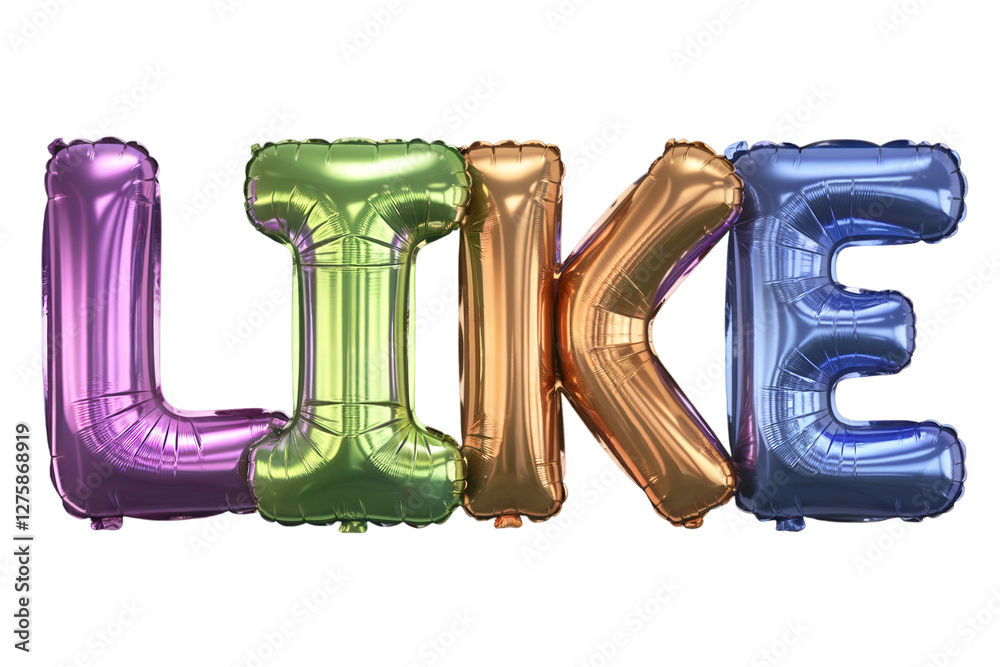 Colorful balloon LIKE word isolated on transparent background, studio ...
