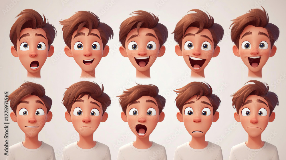 Boy kid character mouth animation cartoon vector. Sync talk english ...