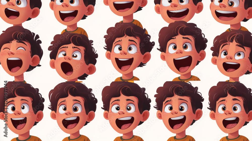 Boy kid character mouth animation cartoon vector. Sync talk english ...