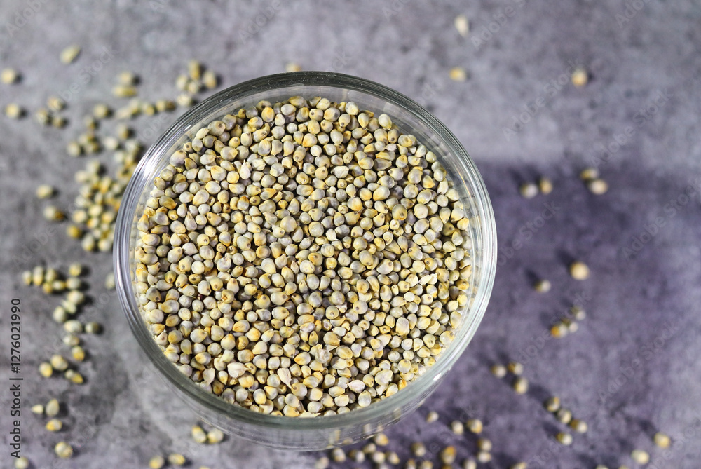 Indian Bajra Or Pearl Millet, Bajra Seeds. close up pile of dry bajra ...