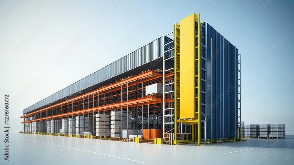 Stock-Illustration „Supply chain distribution flat design side view ...