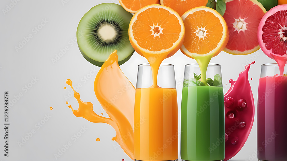 Beautiful clean glass different soft juice colors impact their ...