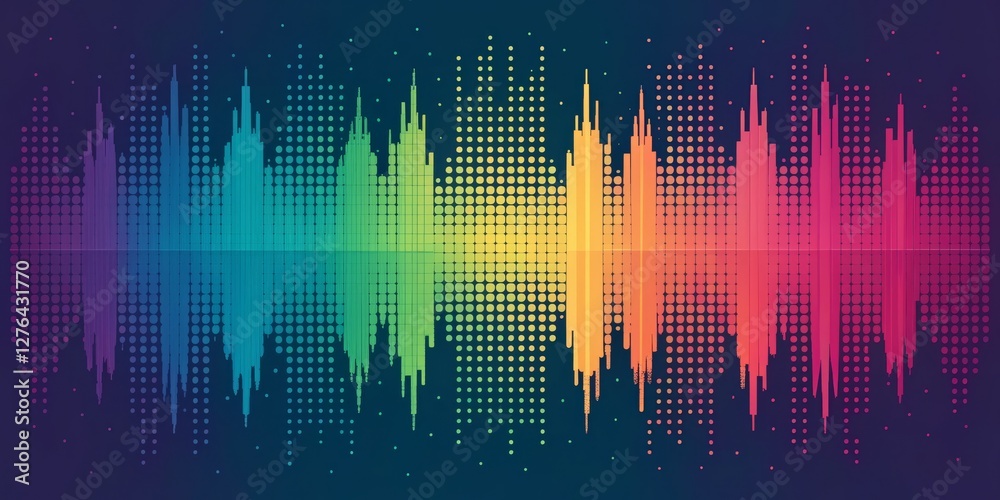 Rainbow Sound Wave Abstract Halftone Dot Pattern, Music Visualizer ...