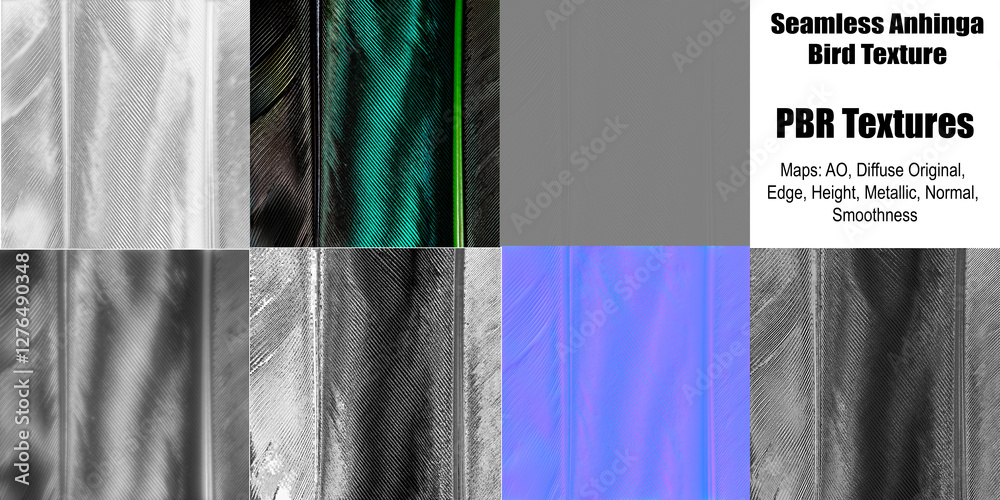 Anhinga Bird PBR Texture - All 7 Maps - Pattern - 3D Design - Shading ...