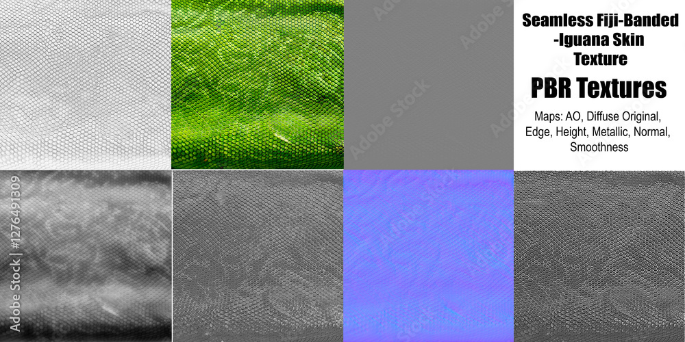 Fiji Banded Iguana PBR Texture - All 7 Maps - Pattern - 3D Design ...