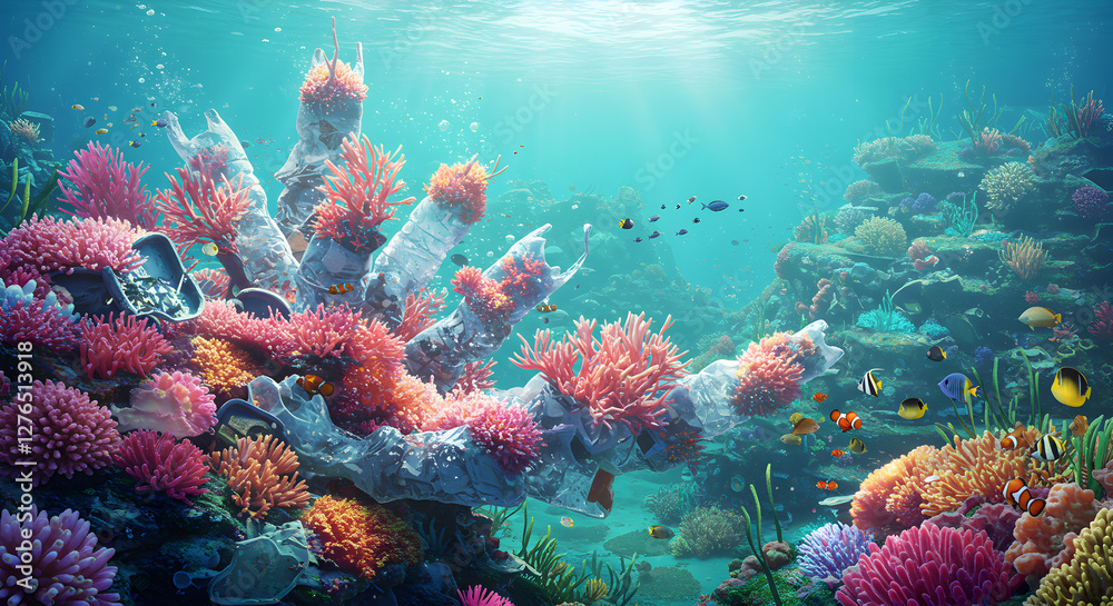 The devastating impact of plastic pollution on a vibrant coral reef ...