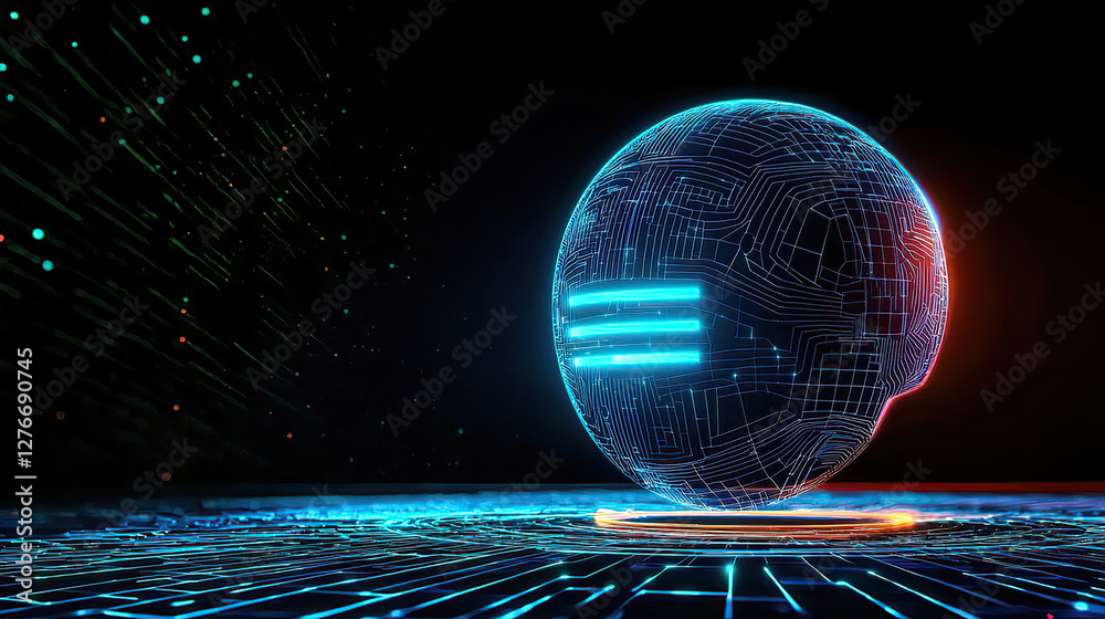 Ilustración de Stock AI-powered quantum combines artificial intelligence with quantum computing ...