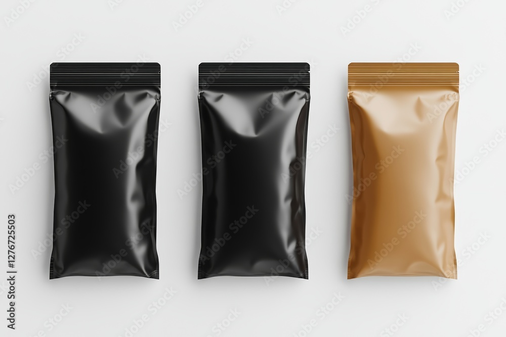 Stick pack. Blank sachet package mockup for coffee and tea, isolated on ...