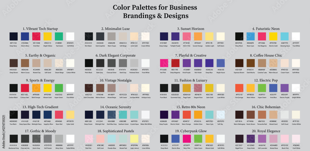 Color Palettes Set of 20, for Business Brandings and Designs, 6 Colors ...
