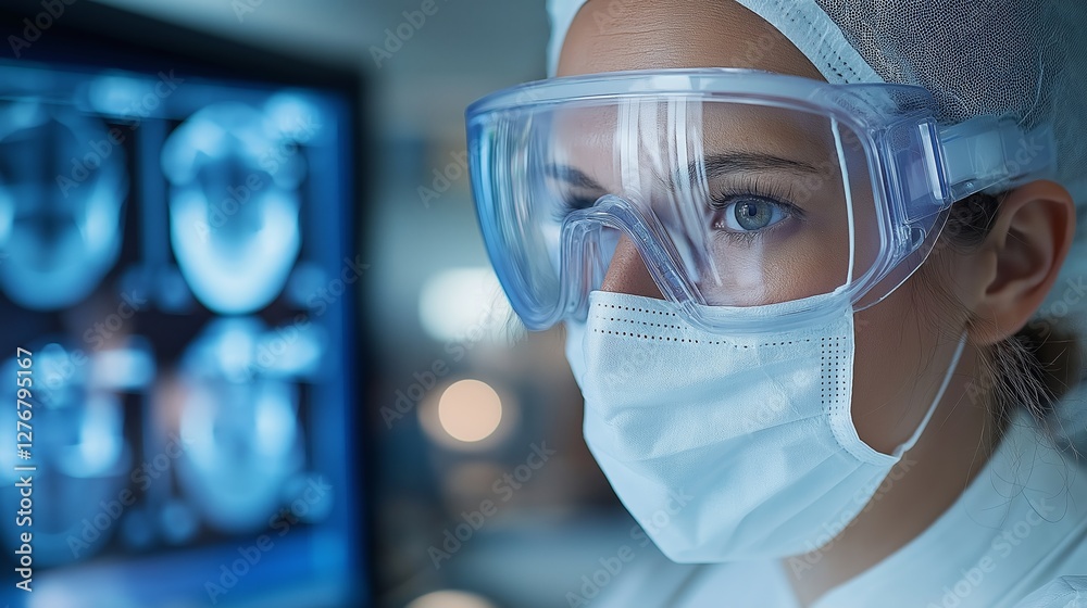 Medical professional analyzing patient scans in a clinical setting ...