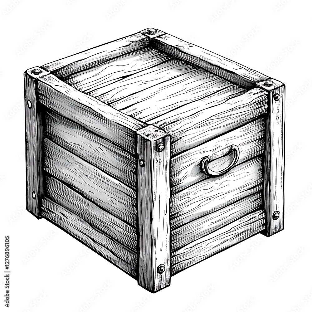 Vintage wooden crate illustration, isolated, graphic design, potential ...
