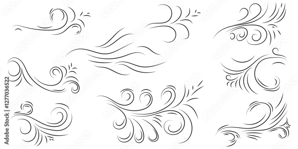 Doodle blowing wind. Hand drawn air wave icon. Outline wind movement ...