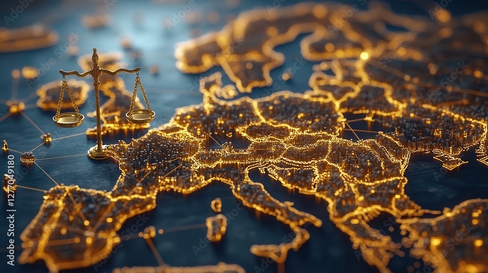 Digital Map of European Governance and Regulation Stock Illustration ...