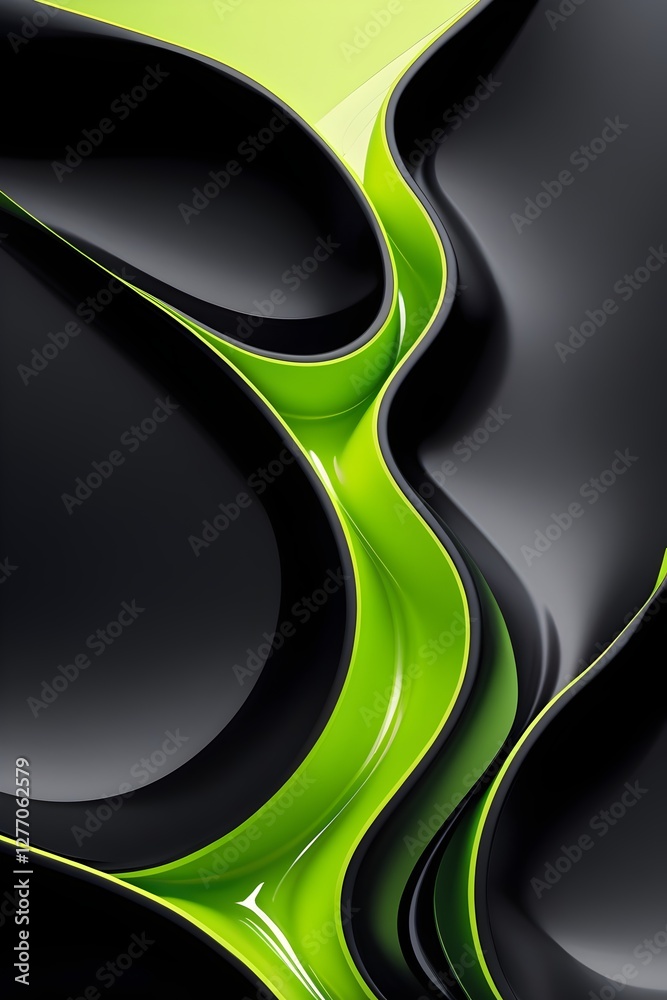 Image is an abstract digital artwork featuring a series of wavy ...