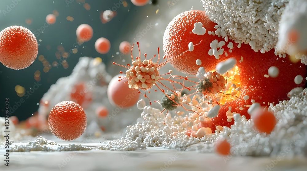 Highly detailed 3D render showcasing the microscopic view of malaria ...
