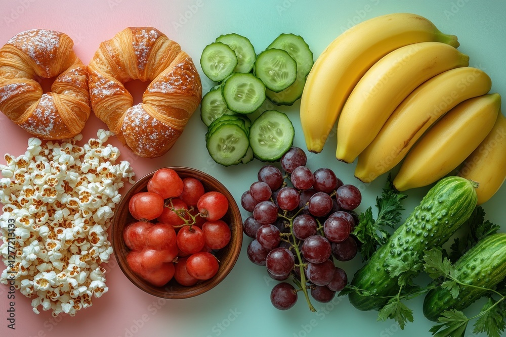 Healthy vs Unhealthy Food Choices Fresh Fruits and Vegetables Contrast ...