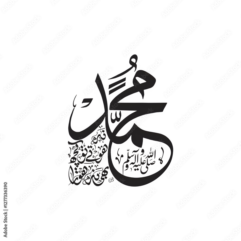 Ilustración de Stock Muhammad PBUH name Urdu Calligraphy style PNG ...