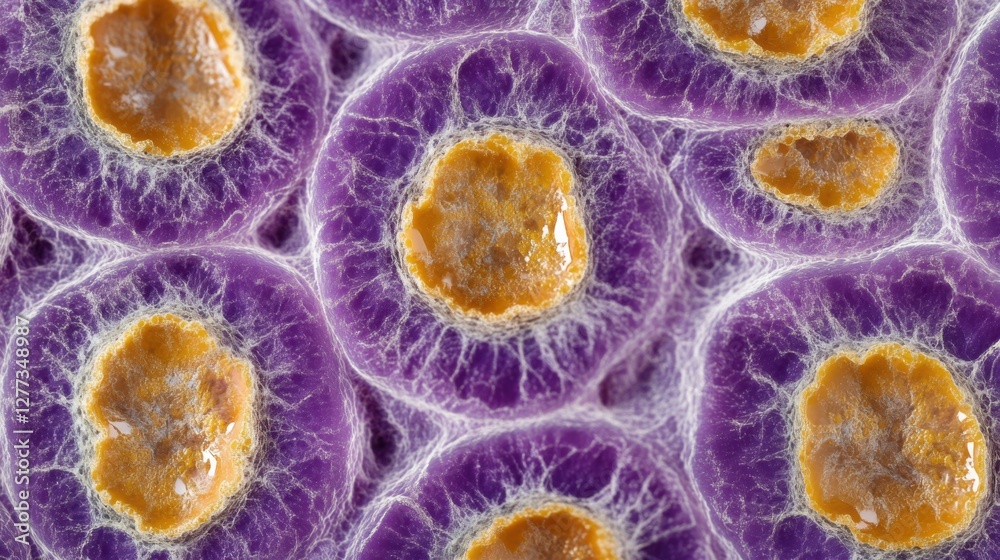 Aging cells under high magnification in a biology lab. Featuring the ...