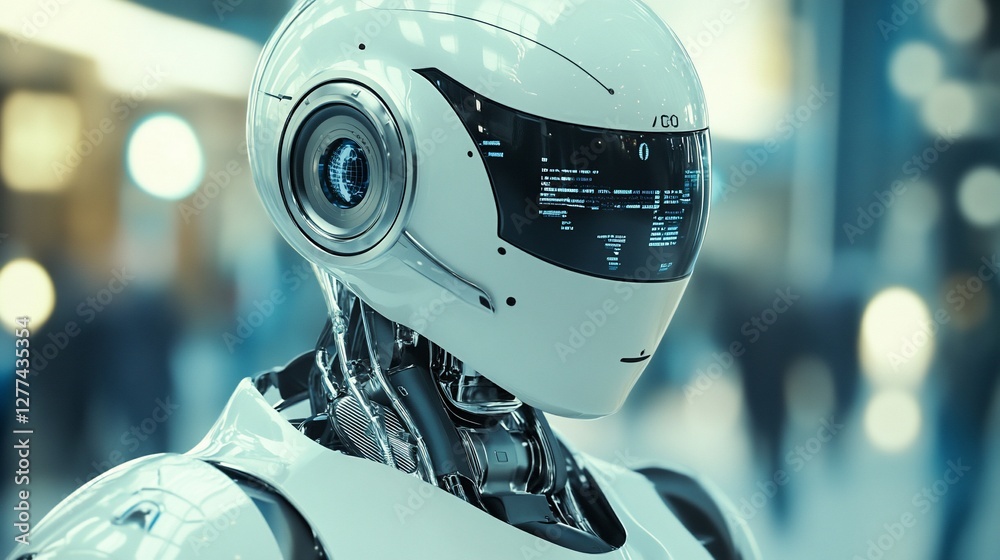 Advanced Humanoid Robot with Integrated Heads-Up Display Interface ...