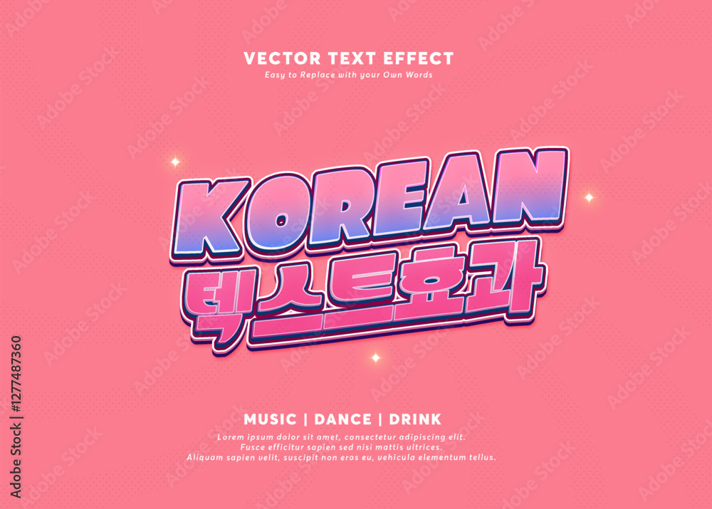 Editable text effect Korean Movie - Drama 3d cartoon template style ...