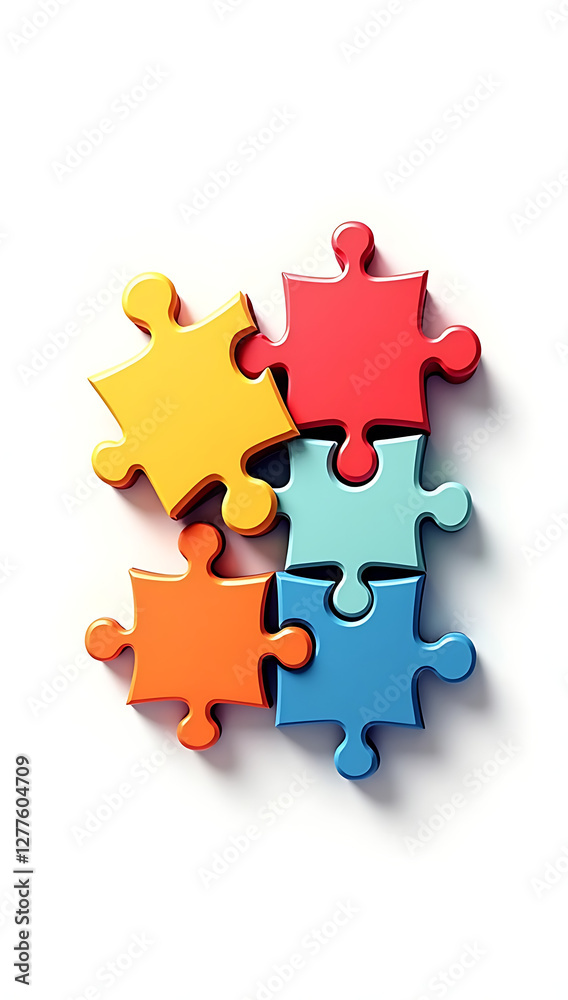 Simple 2D illustration of puzzle pieces connecting together ...