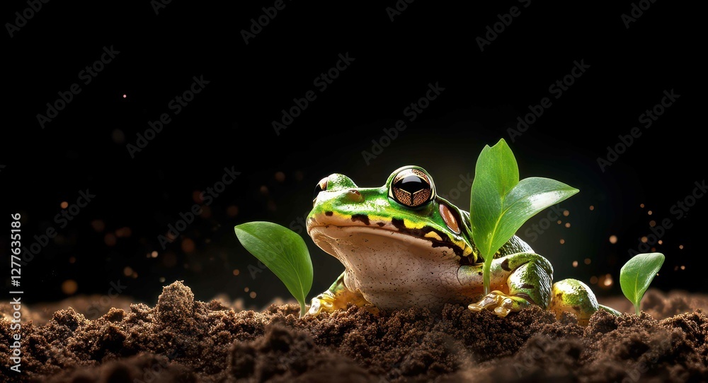 African bullfrog in action natural habitat realistic photo under a ...