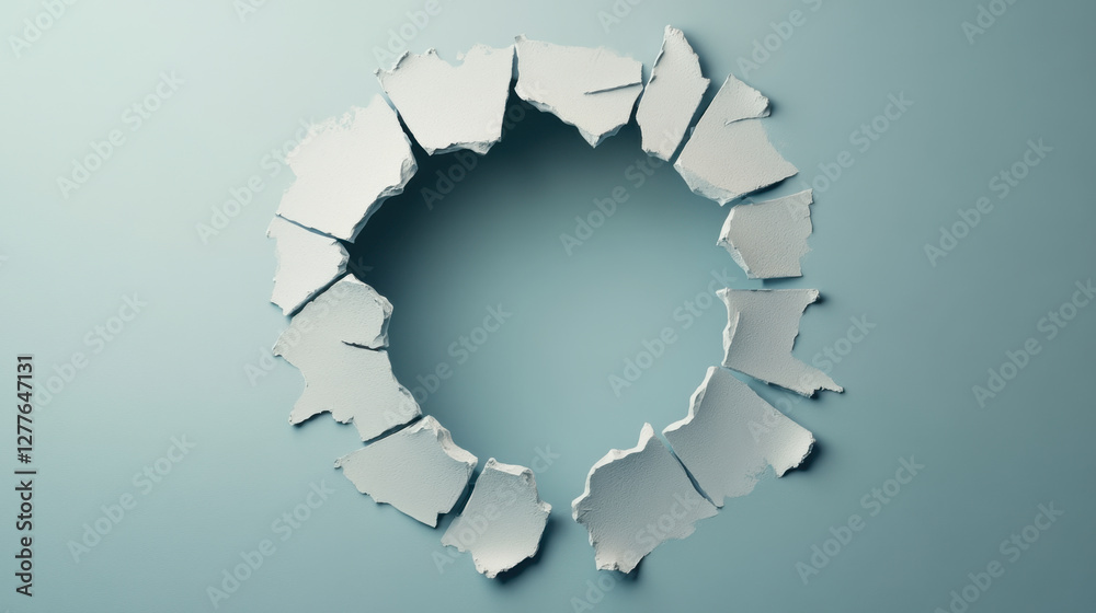 Ilustración de Stock circular hole in light blue wall, surrounded by ...