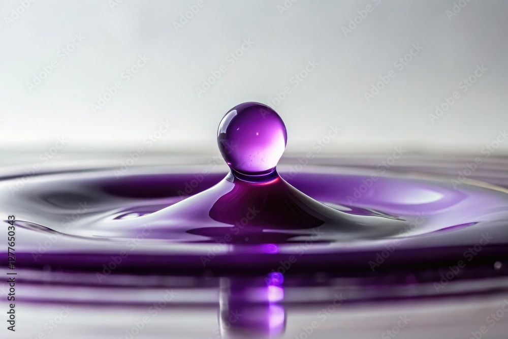 A close-up shot of a single droplet of purple slime clinging to the ...