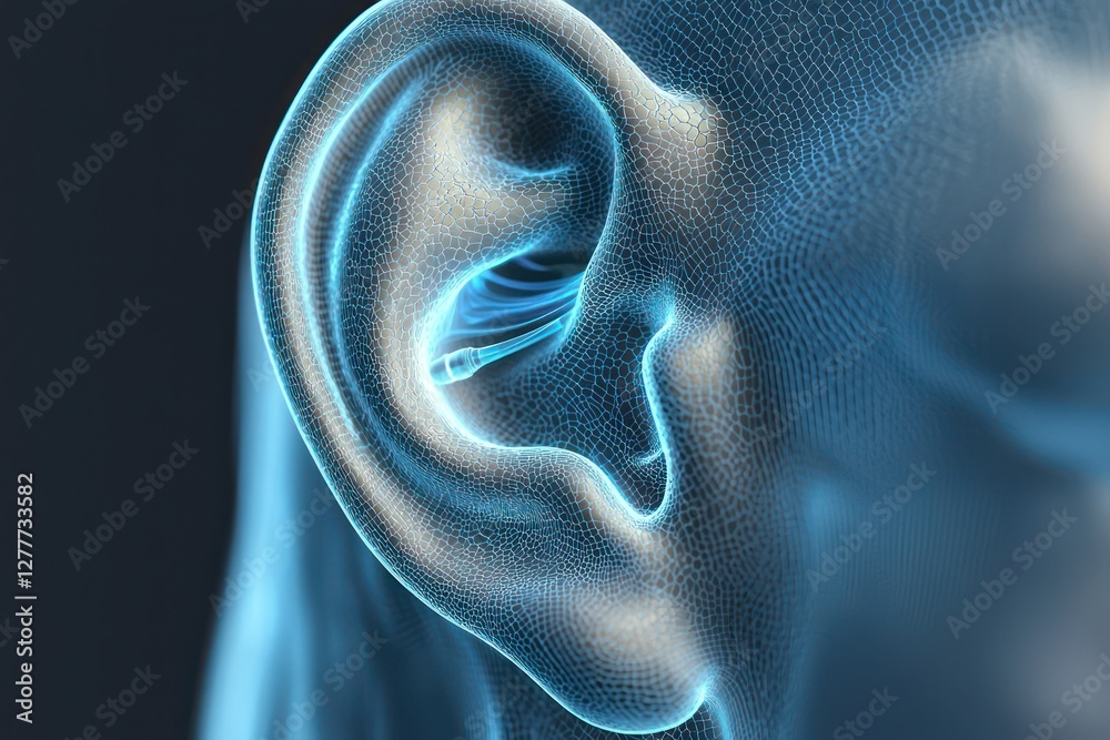 Stock-Illustration „Visualization of human ear anatomy highlighting ...