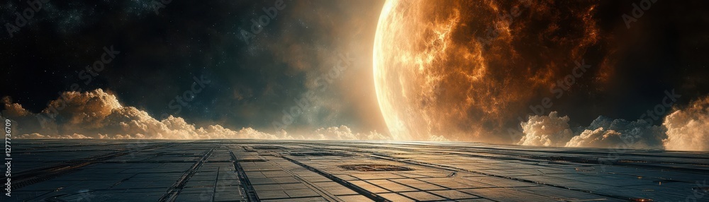 Sci-fi mega structure orbiting a planet, its architecture based on a ...