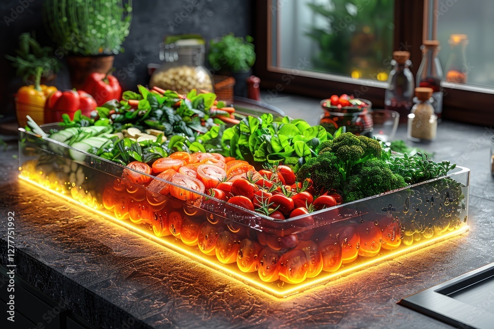 augmented reality menu display showing interactive 3D models Stock ...