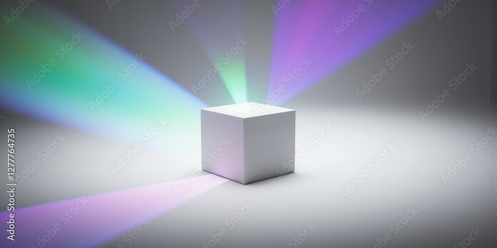 Alchemy of light Minimalist color magic Plain white cube transforming ...