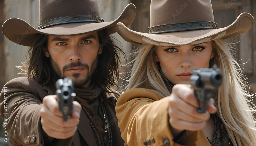 Western style cowgirl hats, wild west fashion, rugged attire, frontier ...