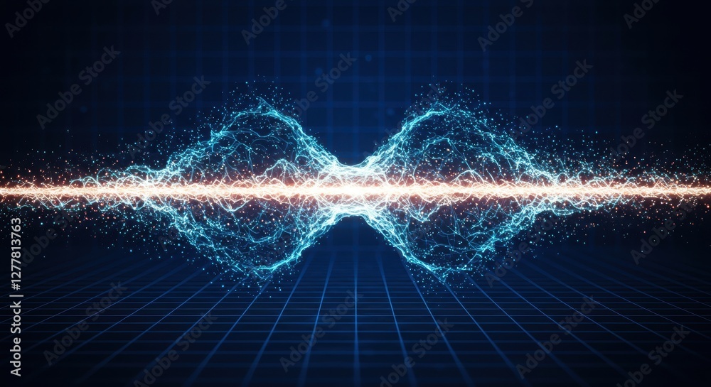 Abstract visual representation of sound transverse waves with vibrant ...