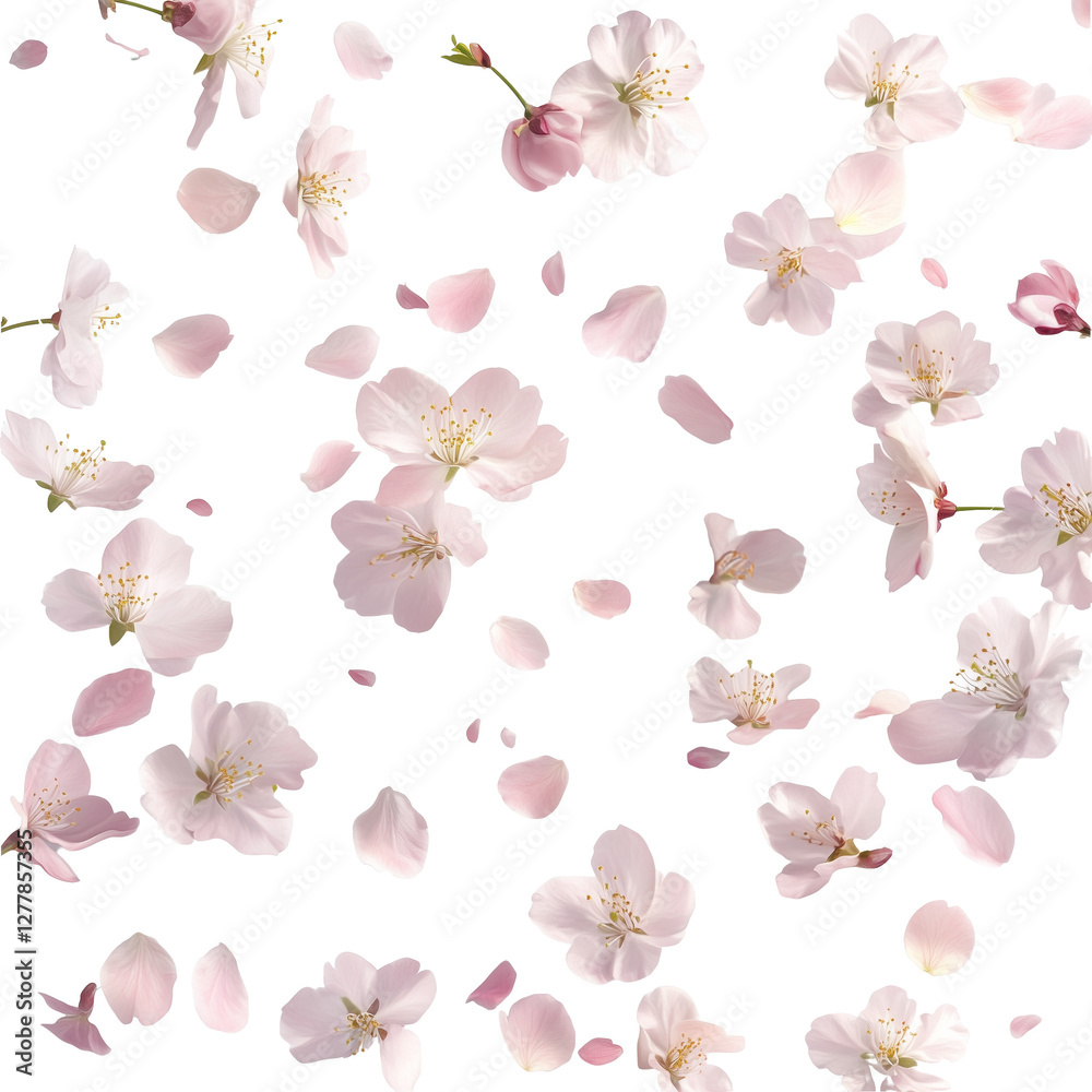 Ethereal Dance: Cherry Blossom Petals in a Gentle Spring Breeze Stock ...