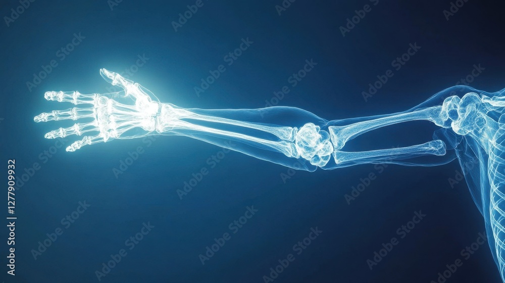 Foto de Stock An X-ray image of a human arm, showing the humerus ...