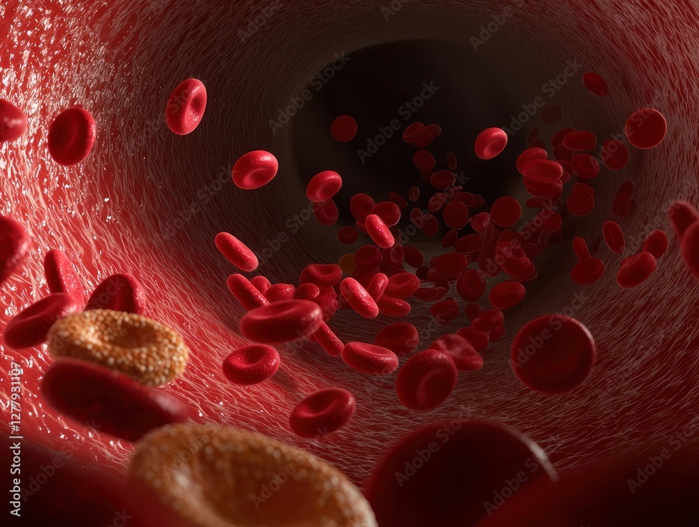 3D Medical Visualization of Blood Flow in Human Veins Detailed Anatomy ...