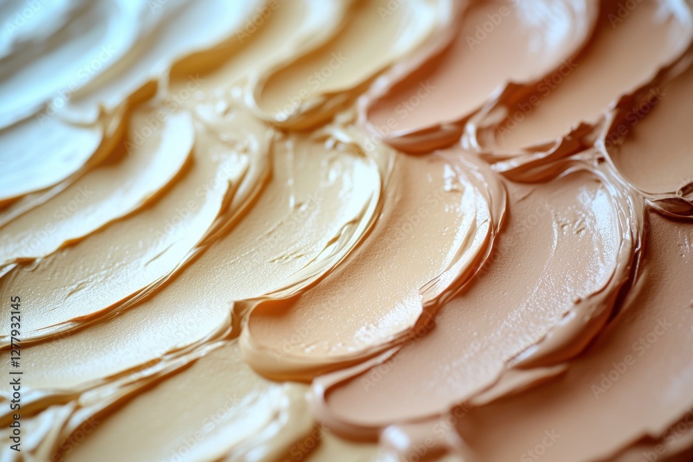 Creamy foundation shades in a gradient from light to dark beige for ...