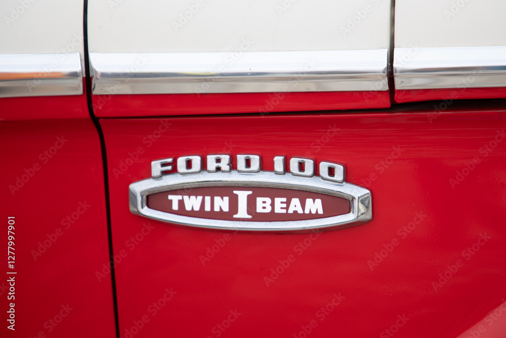 Ford F100 twin I beam custom cab pickup truck classic car logo brand ...