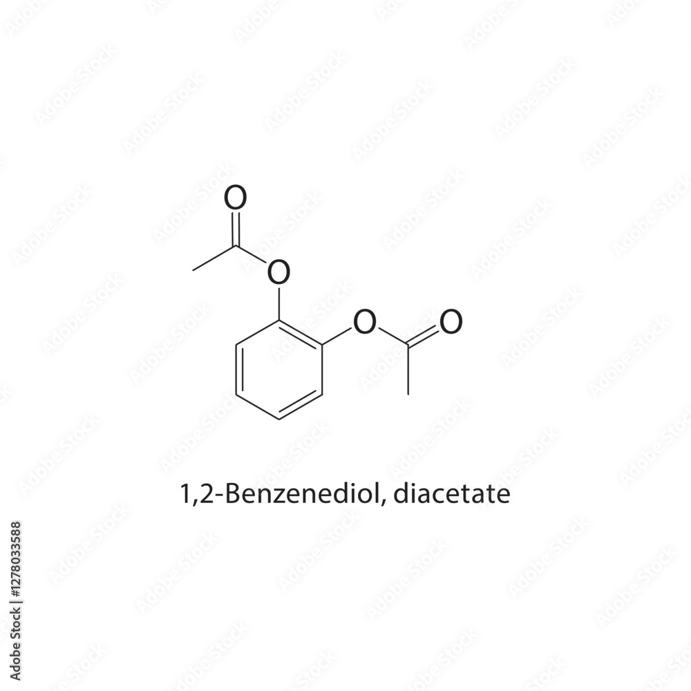 1,2-Benzenediol, diacetate skeletal structure.Acetate compound ...