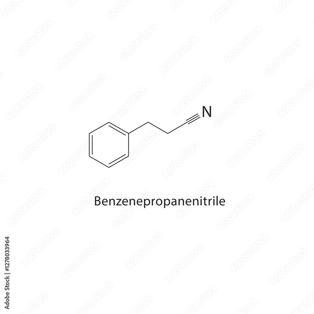 Benzenepropanenitrile skeletal structure.Nitrile compound schematic ...