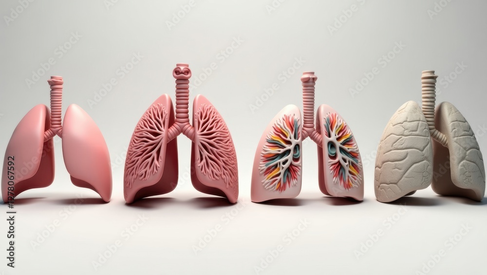 Human Lungs Anatomical Models Healthy Bronchitis Emphysema Lung Disease ...