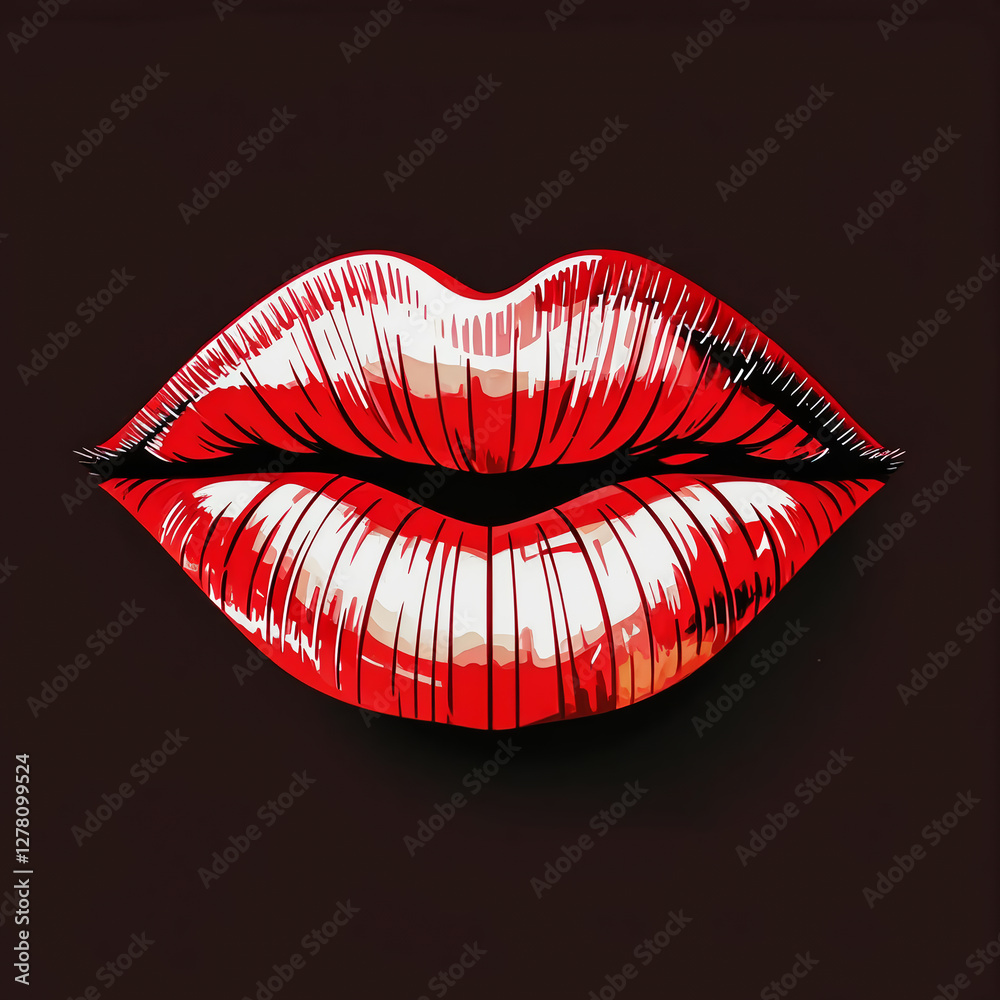 red plump female lips, human mouth, kiss.. artificial intelligence ...